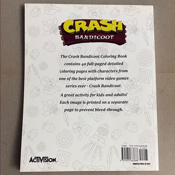 Activision | Office | Crash Bandicoot Adult Coloring Book | Poshmark